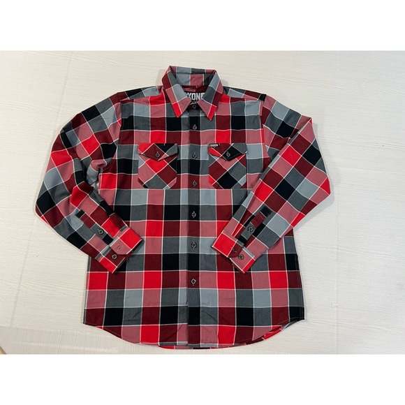 DIXXON | Shirts | Dixxon Shirt Mens L Red Gray Plaid Button Up Coupe ...